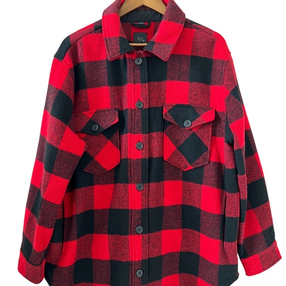 RDI | Jackets & Coats | Rdi Wool Blend Red Black Buffalo Check Plaid ...